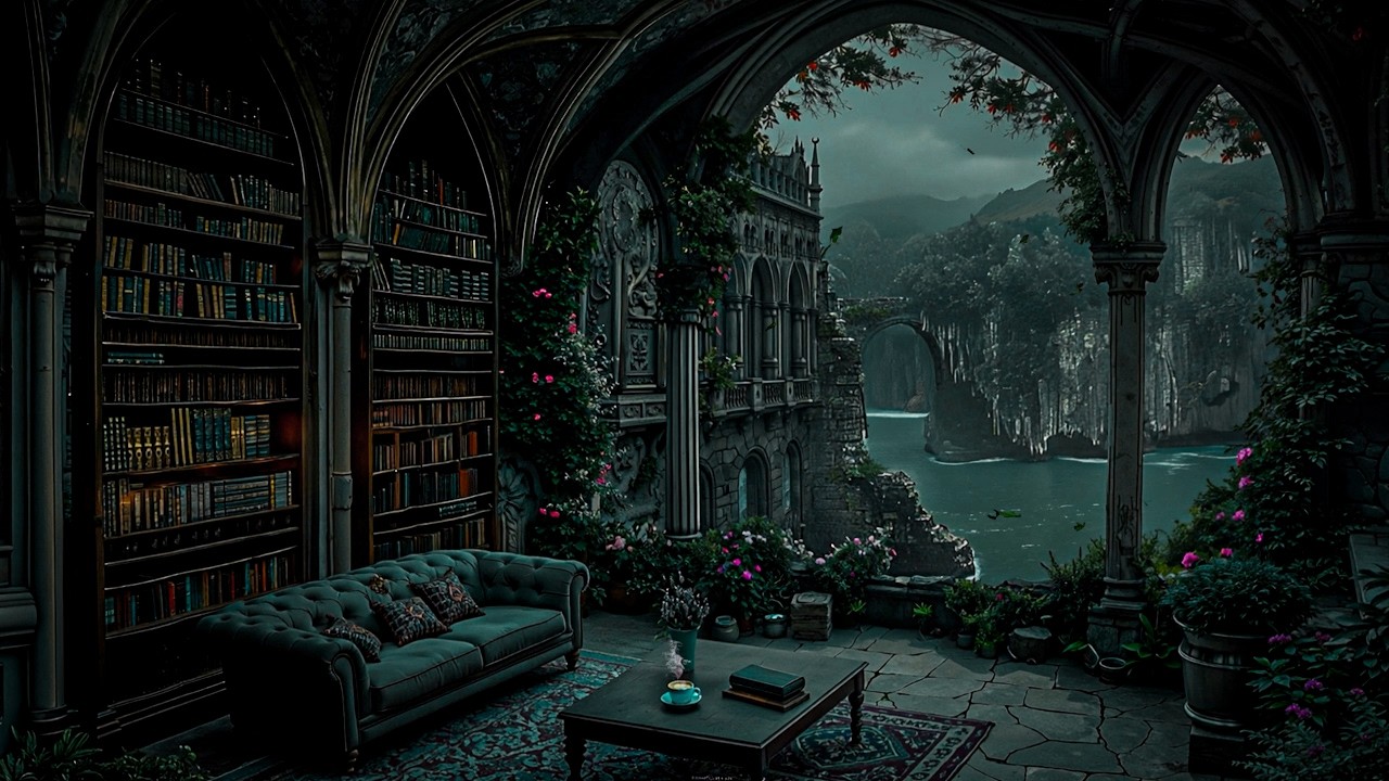 The Ruins of an Old Library | Gothic Archway Reading Nook | Dark Academia Vibes for Study & Focus