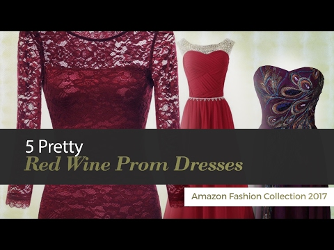 5 Pretty Red Wine Prom Dresses Amazon Fashion Collection 2017