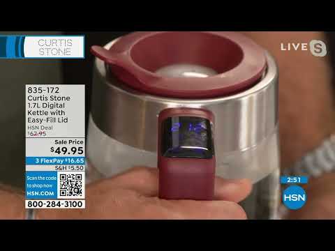 Curtis Stone 1.7L Digital Kettle with EasyFill Lid and T...
