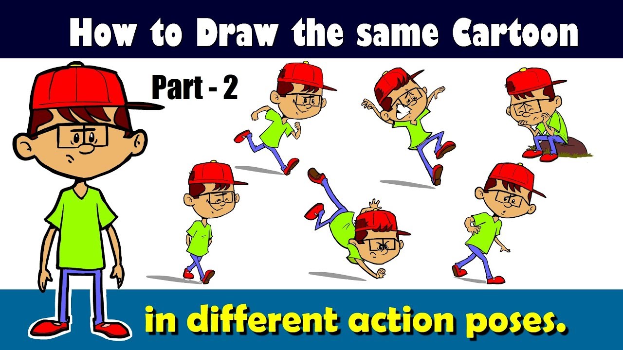 How to draw the same Cartoon Character in different poses Part-2 | Character Design | RinkuArt