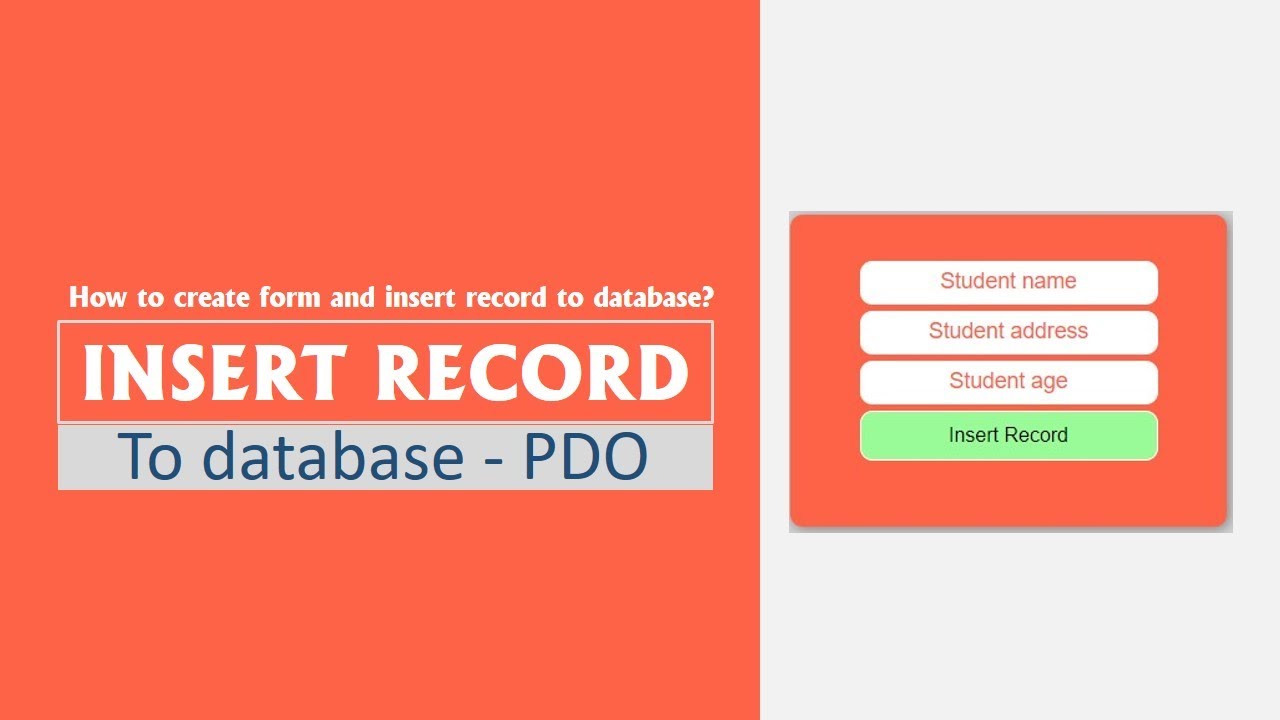 CRUD - PDO | Insert query with PHP PDO | create form and insert record to the database using PDO