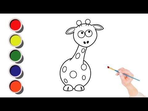 How to Draw a cartoon Giraffe- Drawing and Painting Easy for Kids