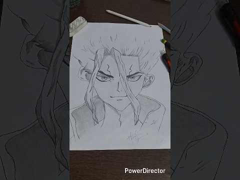 Guess the character 🔥from Dr. stone #drawing #animeart