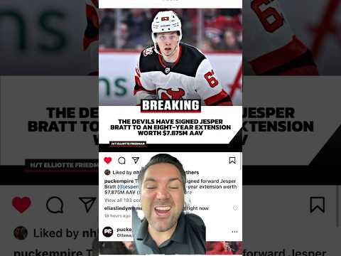 Jasper Bratt signs an eight year contract at $7.875 million AAV with the New Jersey Devils. 
