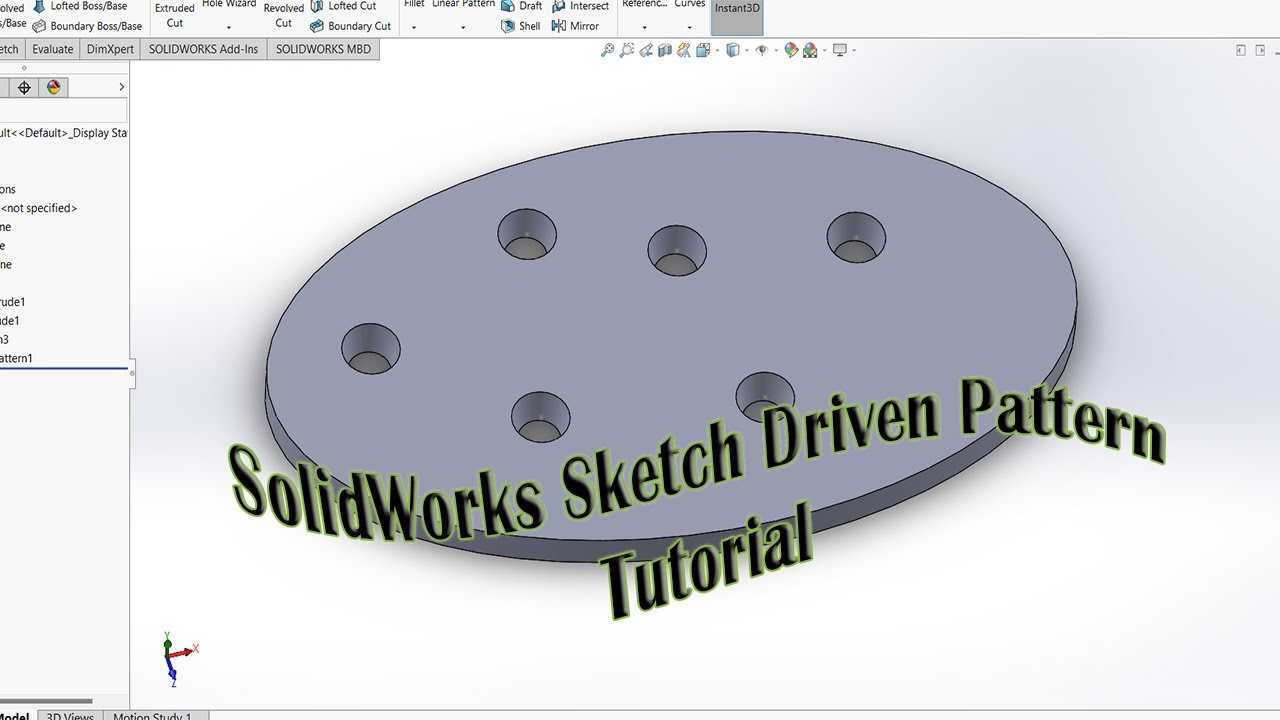 SolidWorks Sketch Driven Pattern Feature for  Tutorial for Beginners Explained