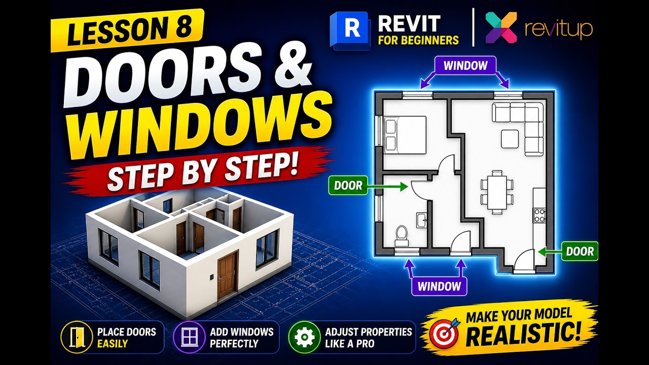 Revit Doors and Windows Tutorial | Revit Tutorial for Beginners (Lesson 8)