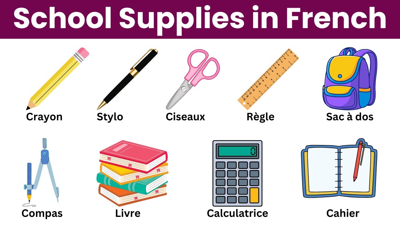 Classroom Objects in French | Learn School Supplies Vocabulary in French