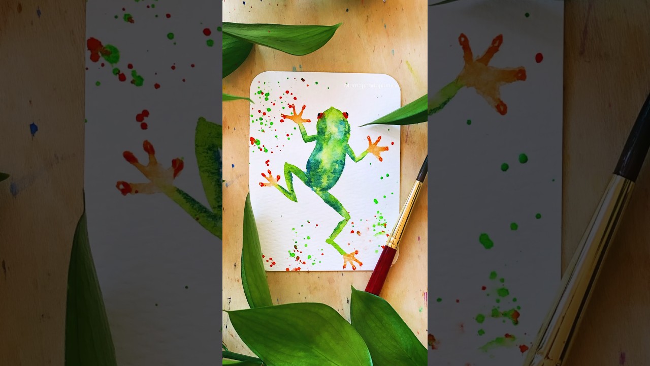 5 minute frog watercolor #watercolortutorial #frogart #learntopaint #treefrog #howtopaint #aquarelle