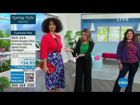 IMAN Global Chic 3/4Sleeve Open Front Knit Cardigan