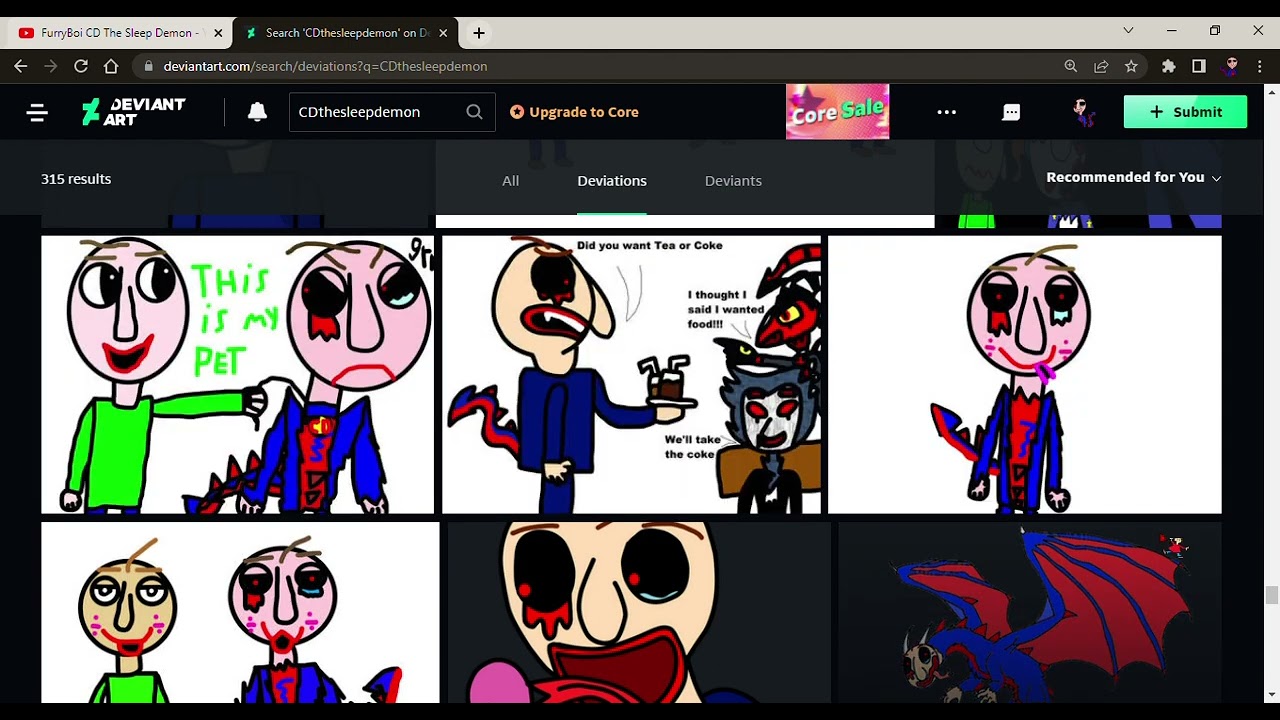 Looking at art of myself on Deviant Art