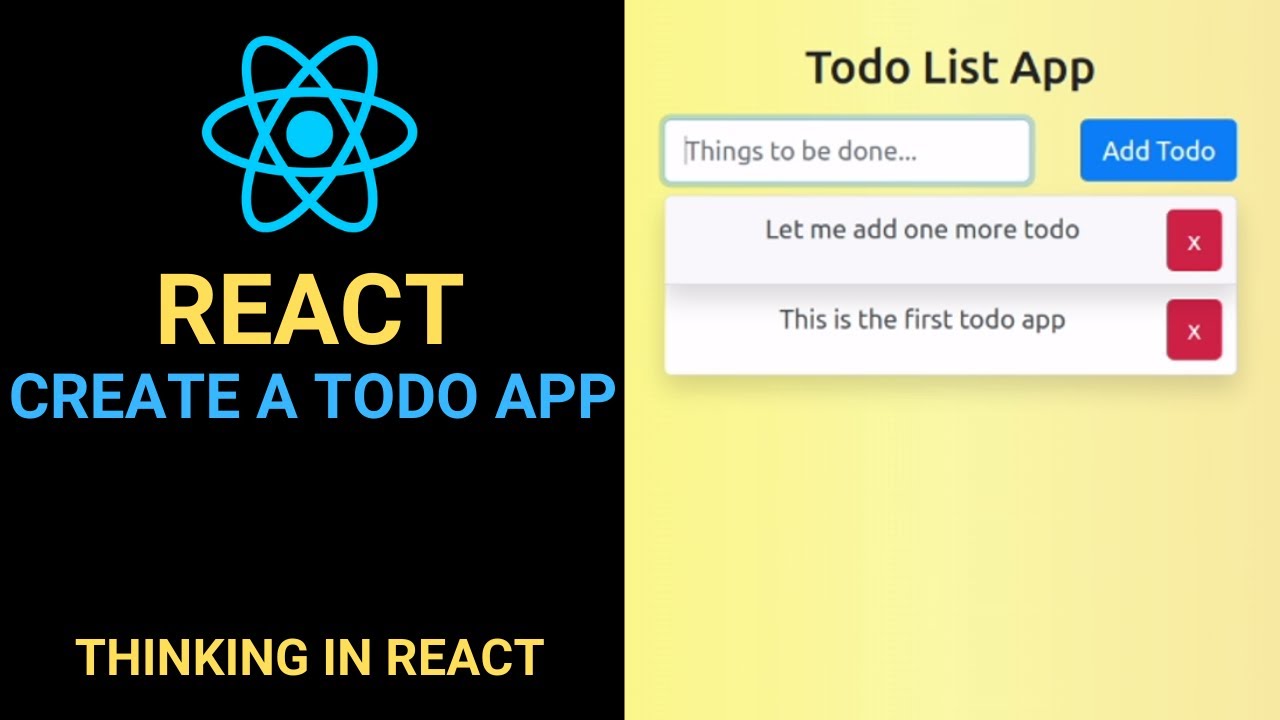 Build a Todo App with React using Hooks | React project for Beginners