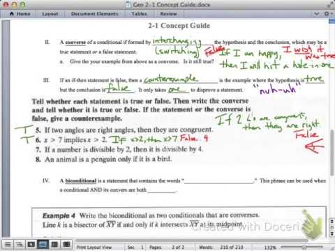 geometry 2-1 concept guide: if-then statements and converses