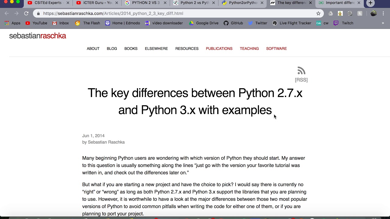 Python 2 vs Python 3 Versions:: Major Differences
