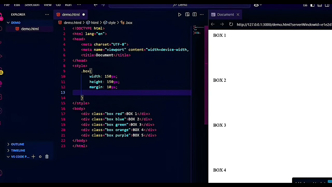 How to create multiple Div | html | css | Vs Code
