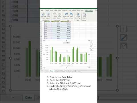 📊 How to create and design a Clustered Column Chart in Excel using Quick Styles