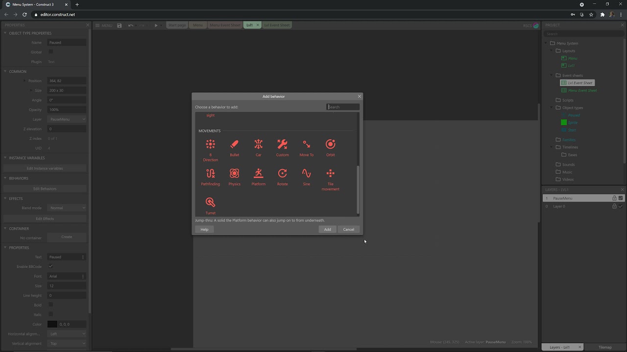 How to Make a Menu System in Construct 3