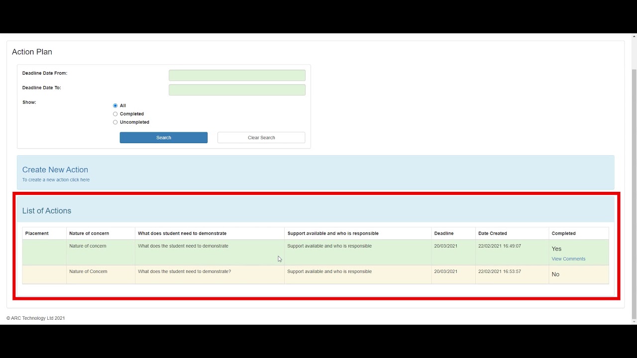 Student - Reviewing your Action Plan