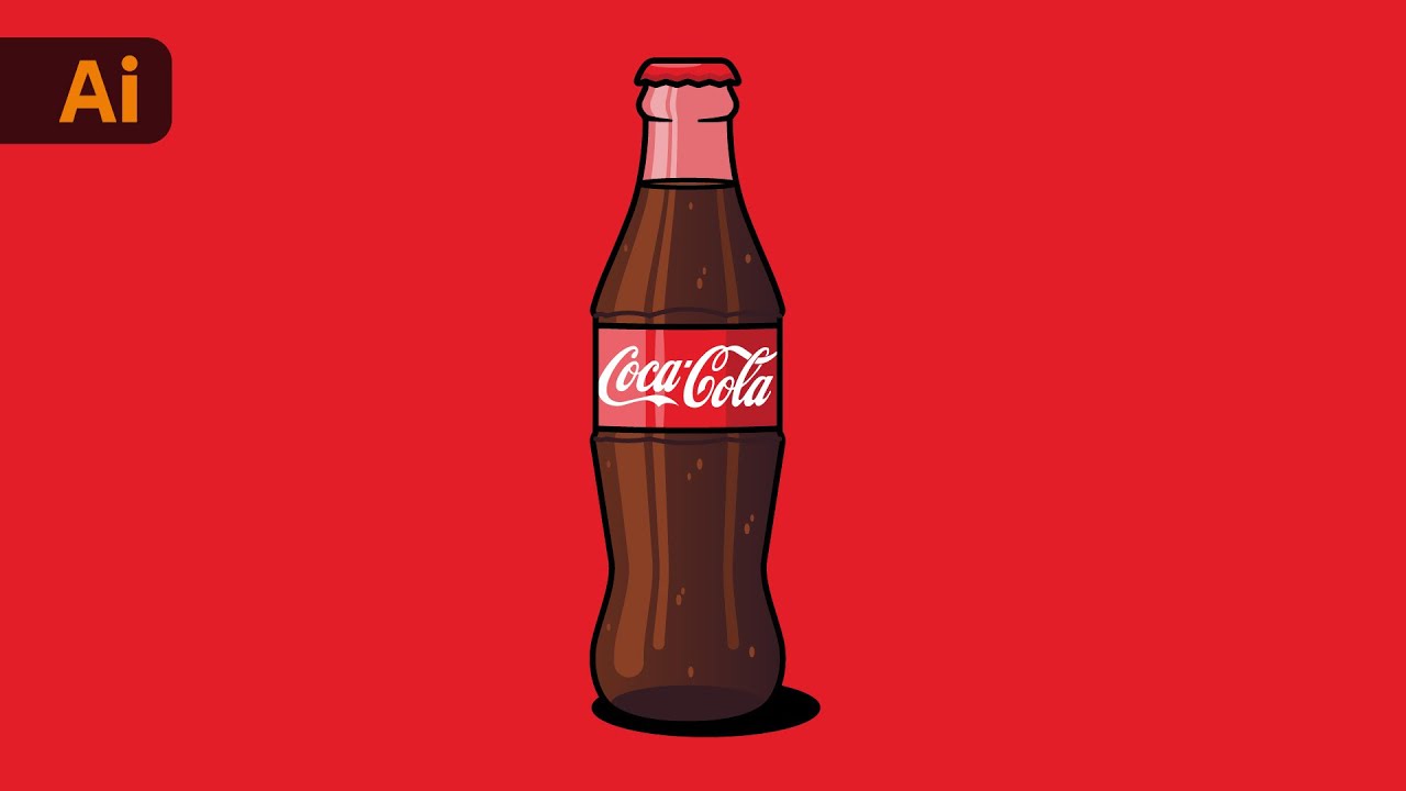 How to Draw Vector Cola Bottle in Illustrator | Tutorial