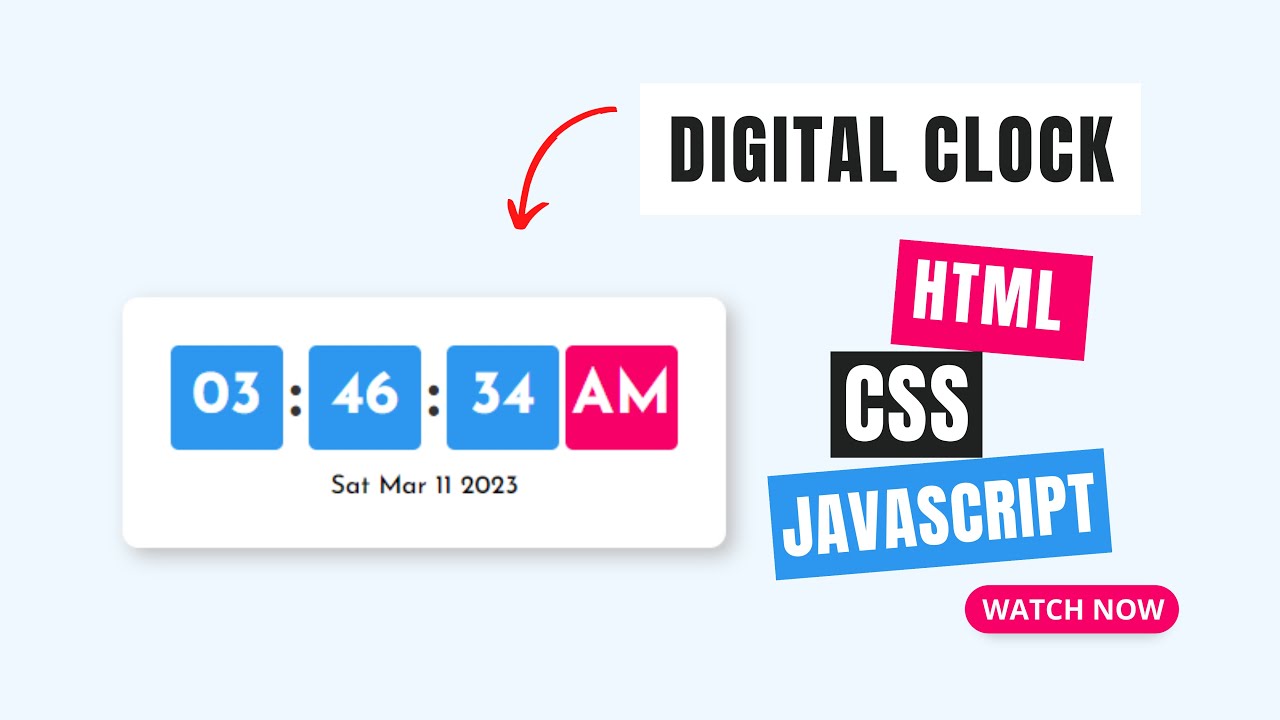 Build A Real-time Changing Digital Clock : HTML CSS And JavaScript - JavaScript Project