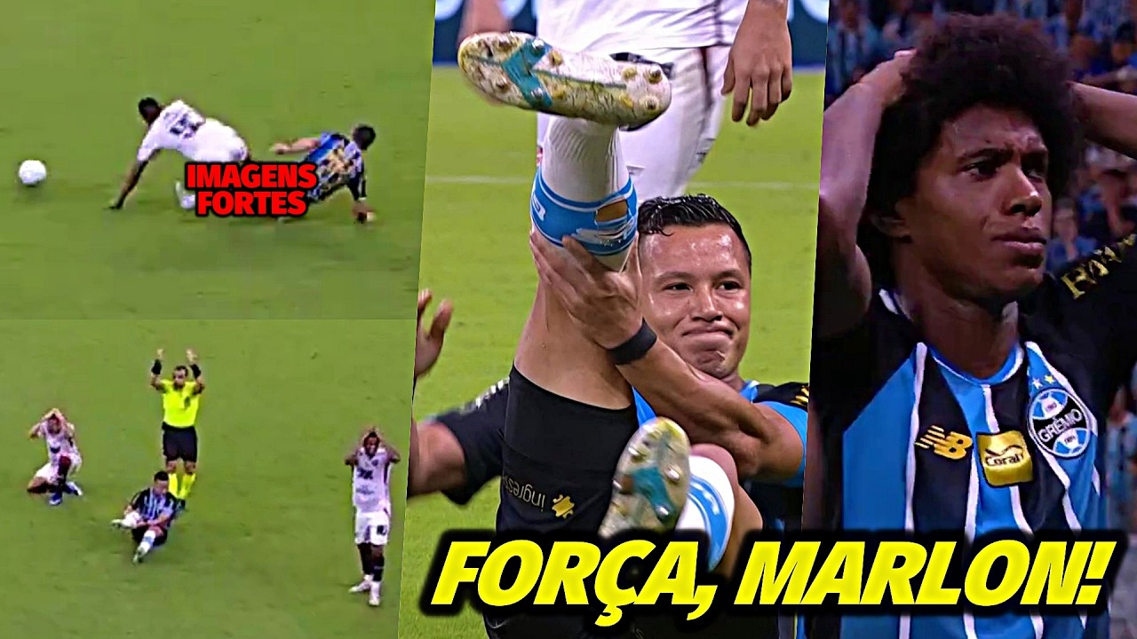 IMAGENS FORTES! Momento da lesão do Marlon que quebrou a perna e homenagem do Balbuena