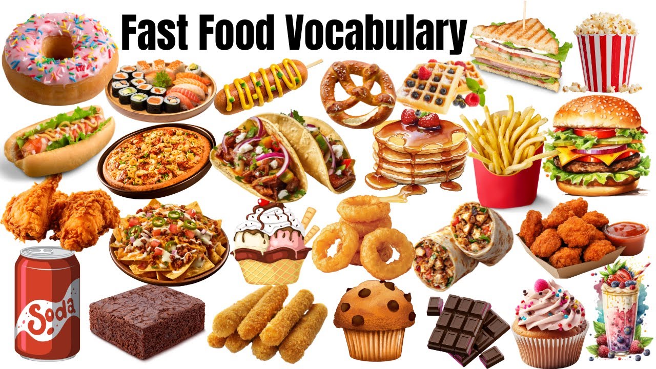Fast Food Vocabulary for Kids and Families | Learn 30 Fast Food Names with Fun Facts