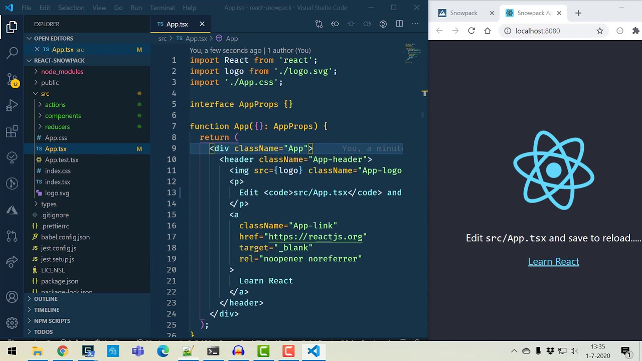 Creating a TypeScript React application using Snowpack