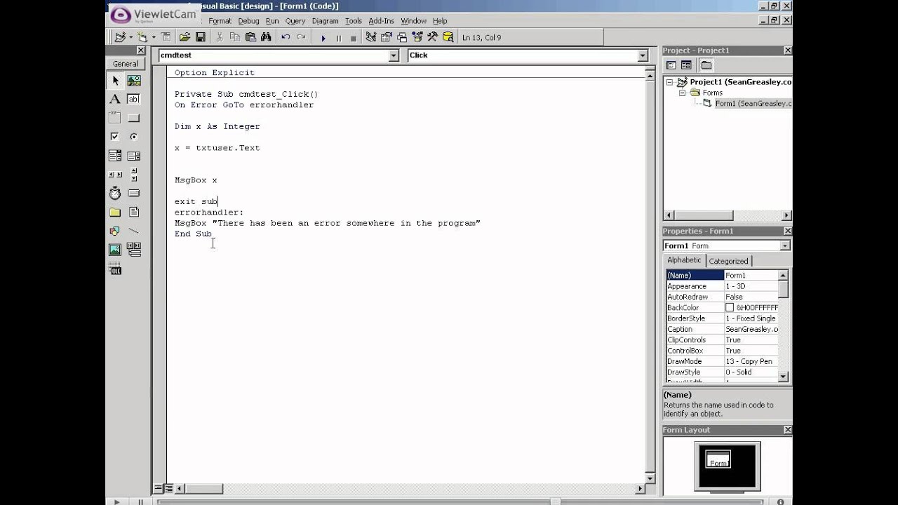 Visual Basic (VB) Tutorial - 7.2 - OnError [TutorialGenius.com]