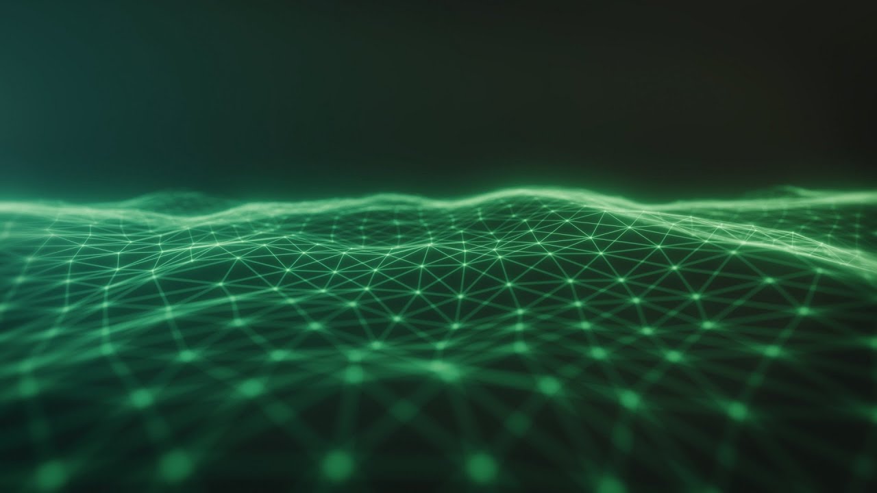 Abstract Connections Unleashed Moving Dots and Lines with Futuristic Green Technology Background 4K