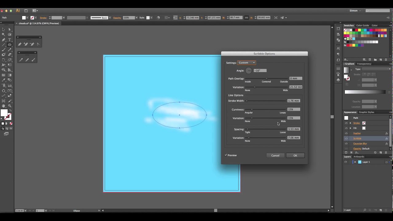 Creating realistic clouds in Adobe Illustrator