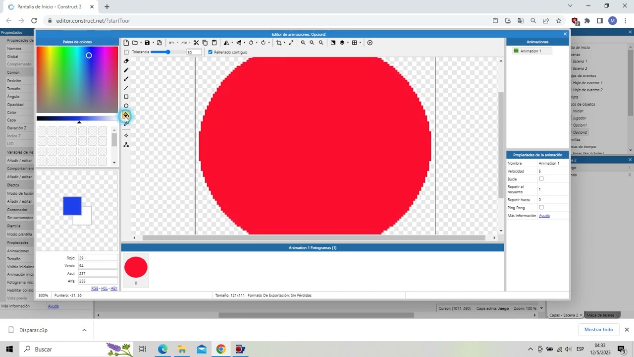 Construct 3 Pantalla de inicio