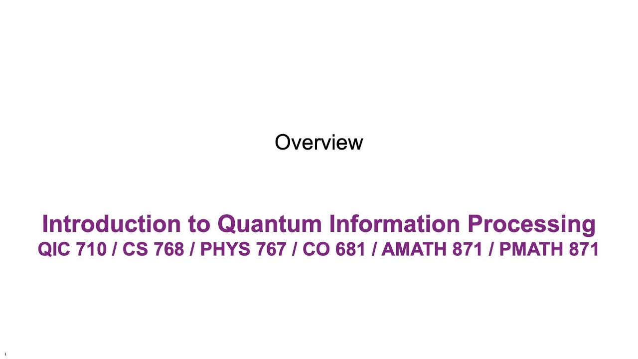 Introduction to Quantum Information Processing: Overview