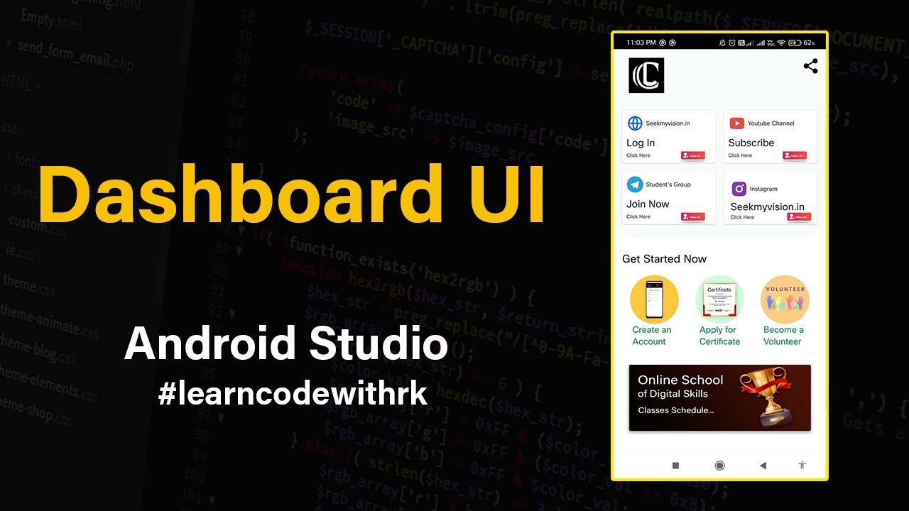 How to Make Modern Dashboard UI Design Android Studio Tutorial || #learncodewithrk
