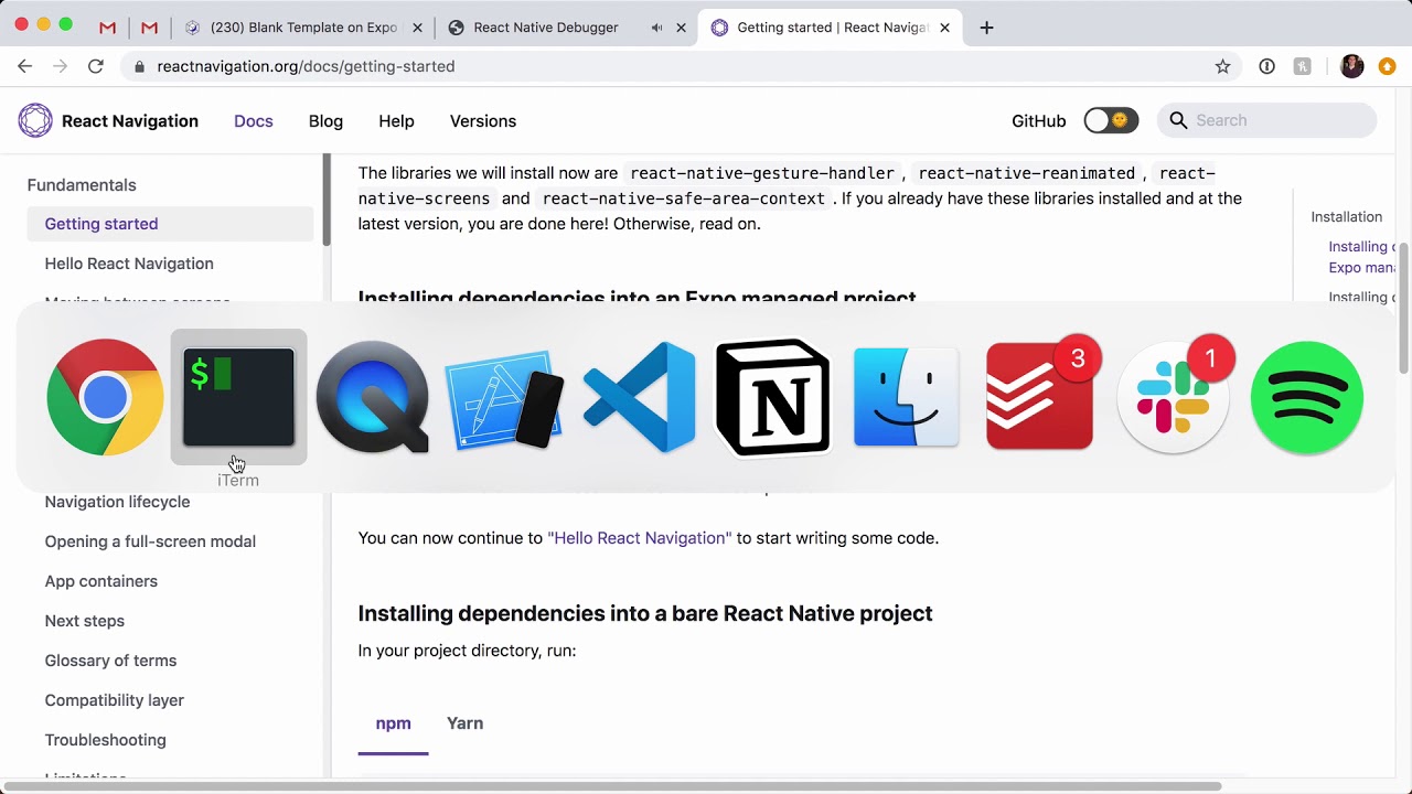 Installing Library and Dependencies | Master React Navigation v5