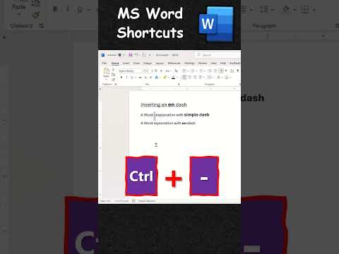 How to Insert an en dash in MS Word Documents using Keyboard Shortcut