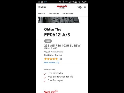 Item Review: Americas Tire Dirt cheap prices for 4 tires! Ohtsu Tire FP0612 A/S $62 BUCKS EACH!