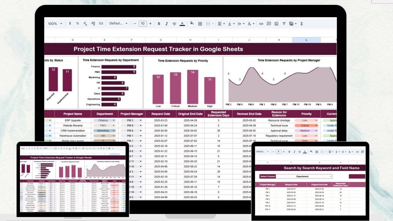 Project Time Extension Request Tracker in Google Sheets