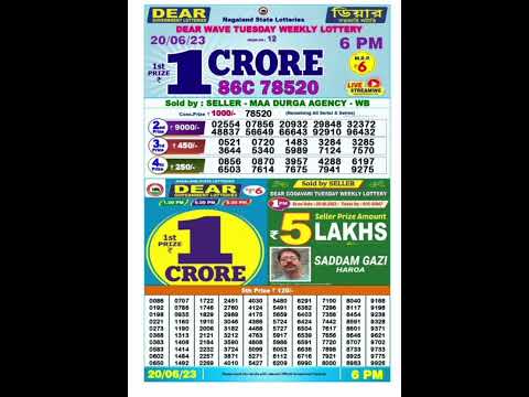 Nagaland lottery result today 6pm - 20/06/2023 - morning Nagaland State Lottery Result Pdf