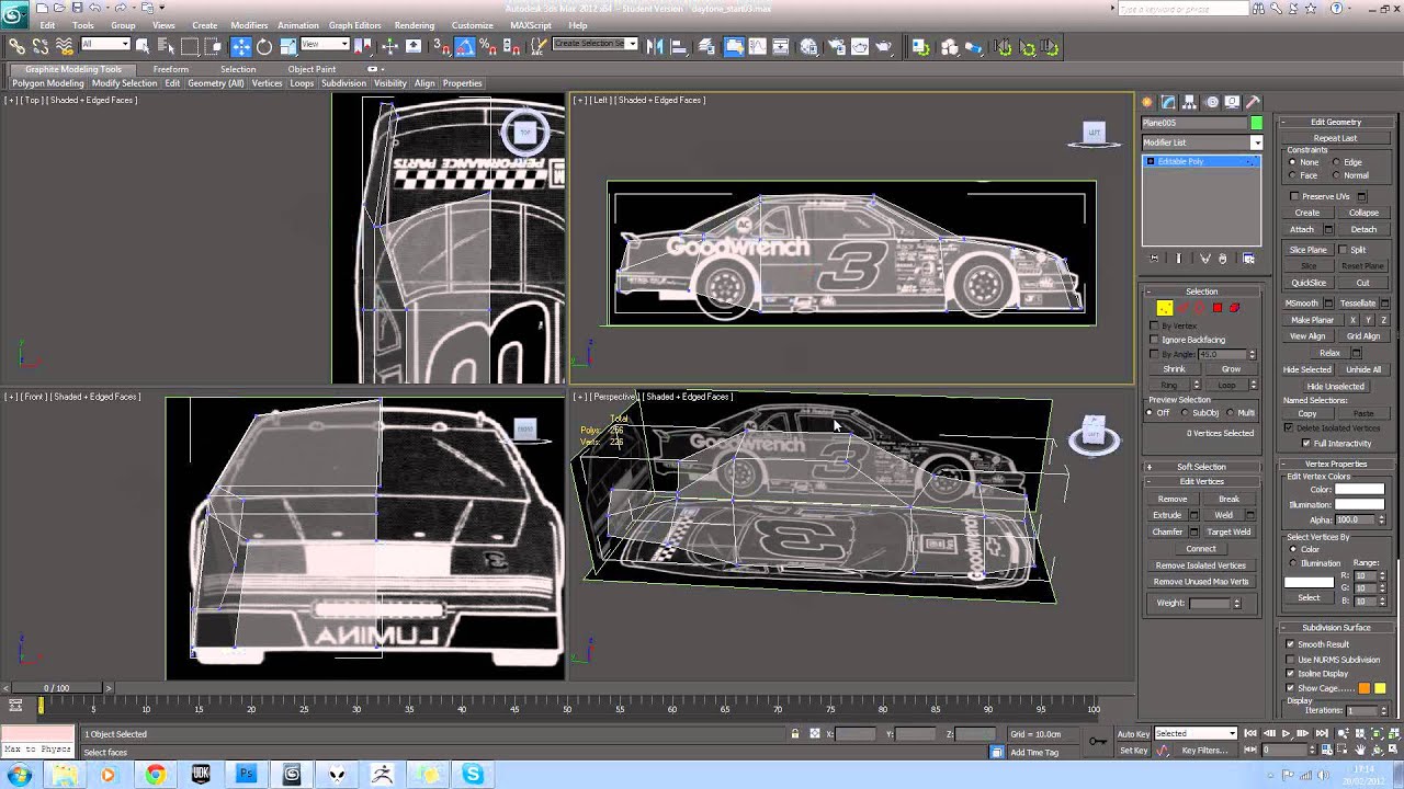 Modelling a low polygon daytona car in 3DSMax - PT1