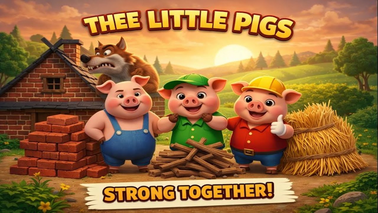 Three Little Pigs | Step by Step Strong We Stick | Fun Nursery Rhyme for Kids