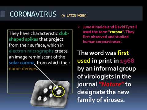 ORIGIN OF THE WORD "CORONAVIRUS"      (ETYMOLOGY)