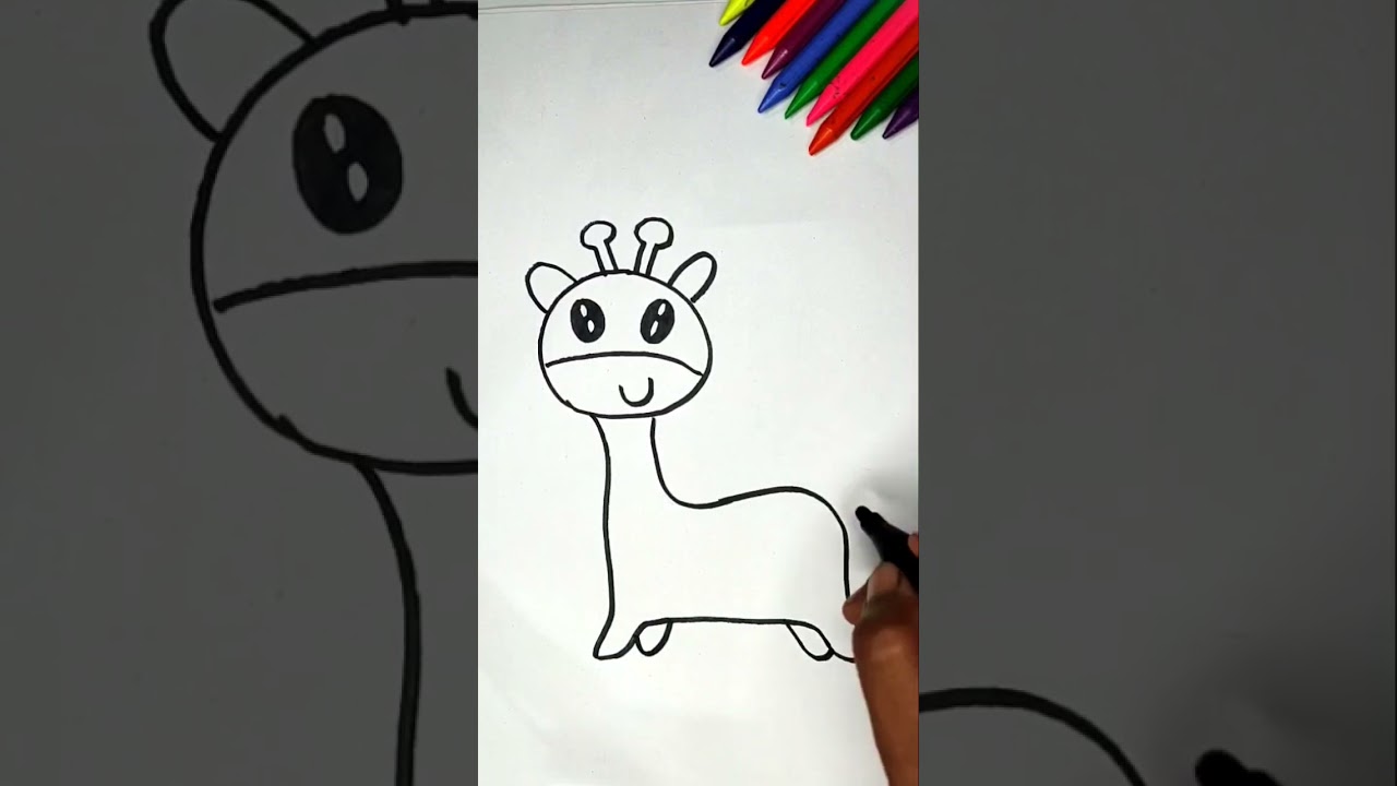 Draw a cute cartoon giraffe🦒#shorts #youtubeshorts #giraffe #drawing #art #softdrawing #shortvideo