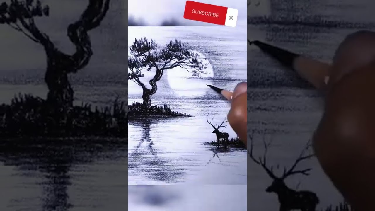 SKETSA PENSIL - SILUET MALAM HARI #shorts #short