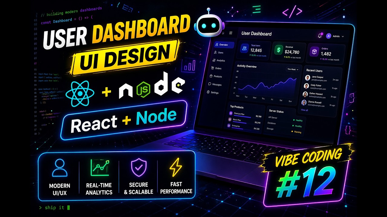 Build User Dashboard UI | LMS Dashboard Design (React + Node) Vibe Coding #12