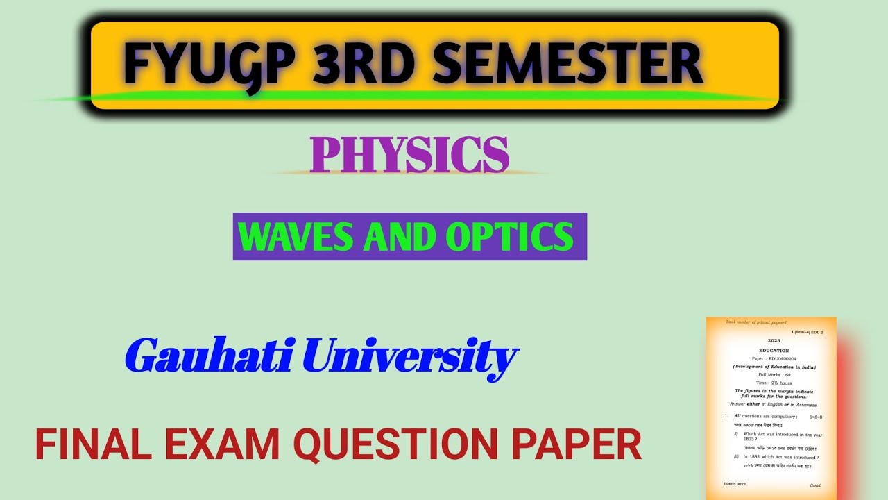 FYUGP 3rd semester final Exam question paper pdf physics waves and optics gu I Can Help You 