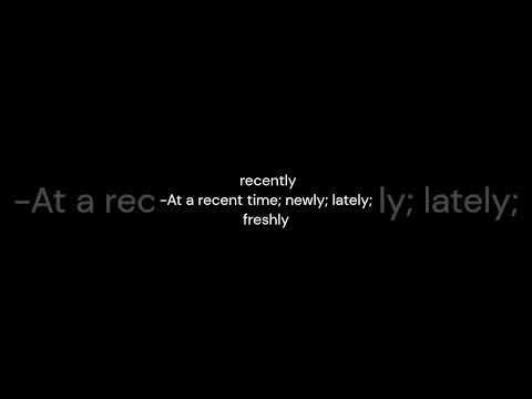 recently -meaning and pronunciation-