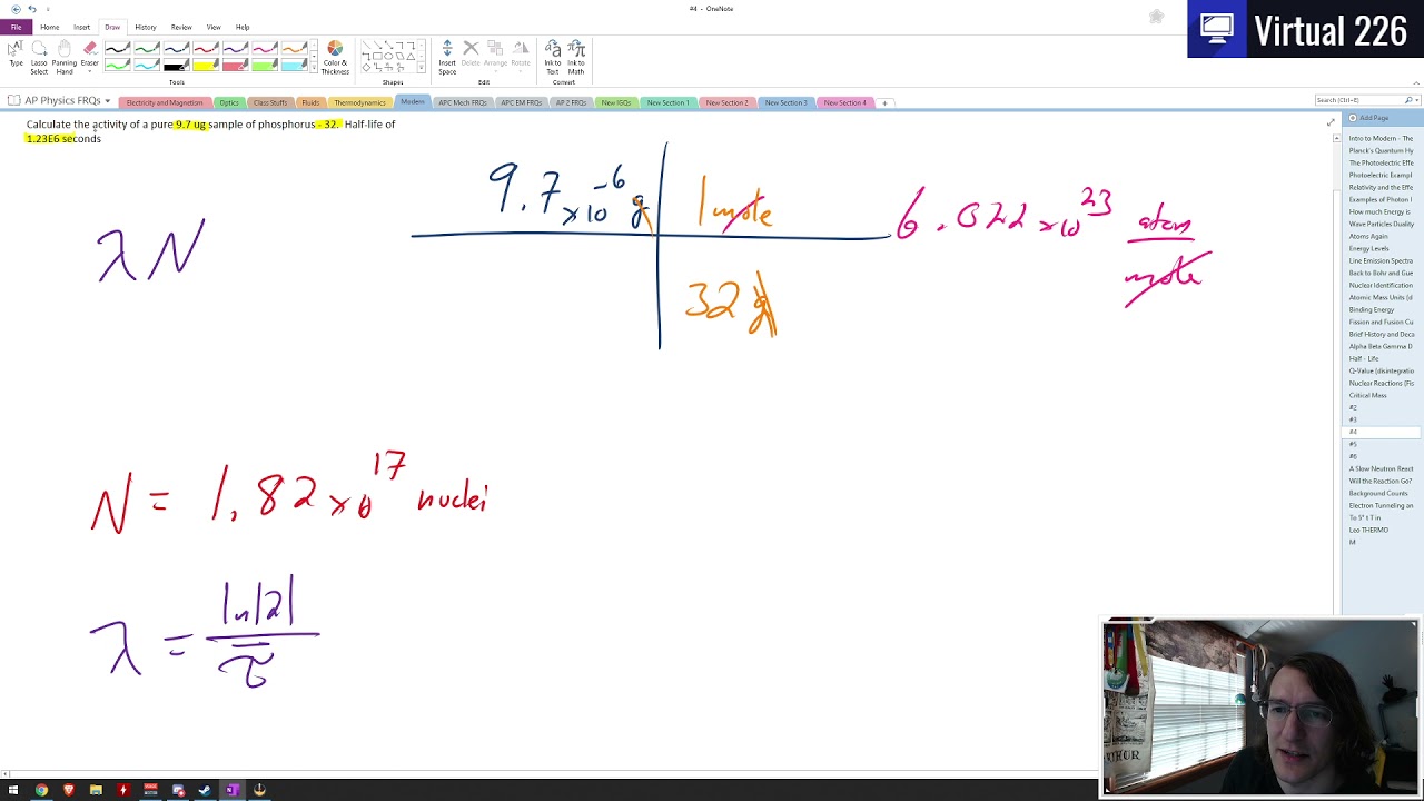 AP Physics 2 Nuclear - Half-Life and Activity Example (2)