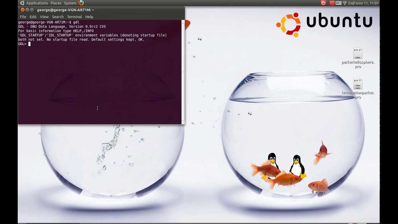 Running a program in Gnu Data Language (GDL) using Ubuntu.