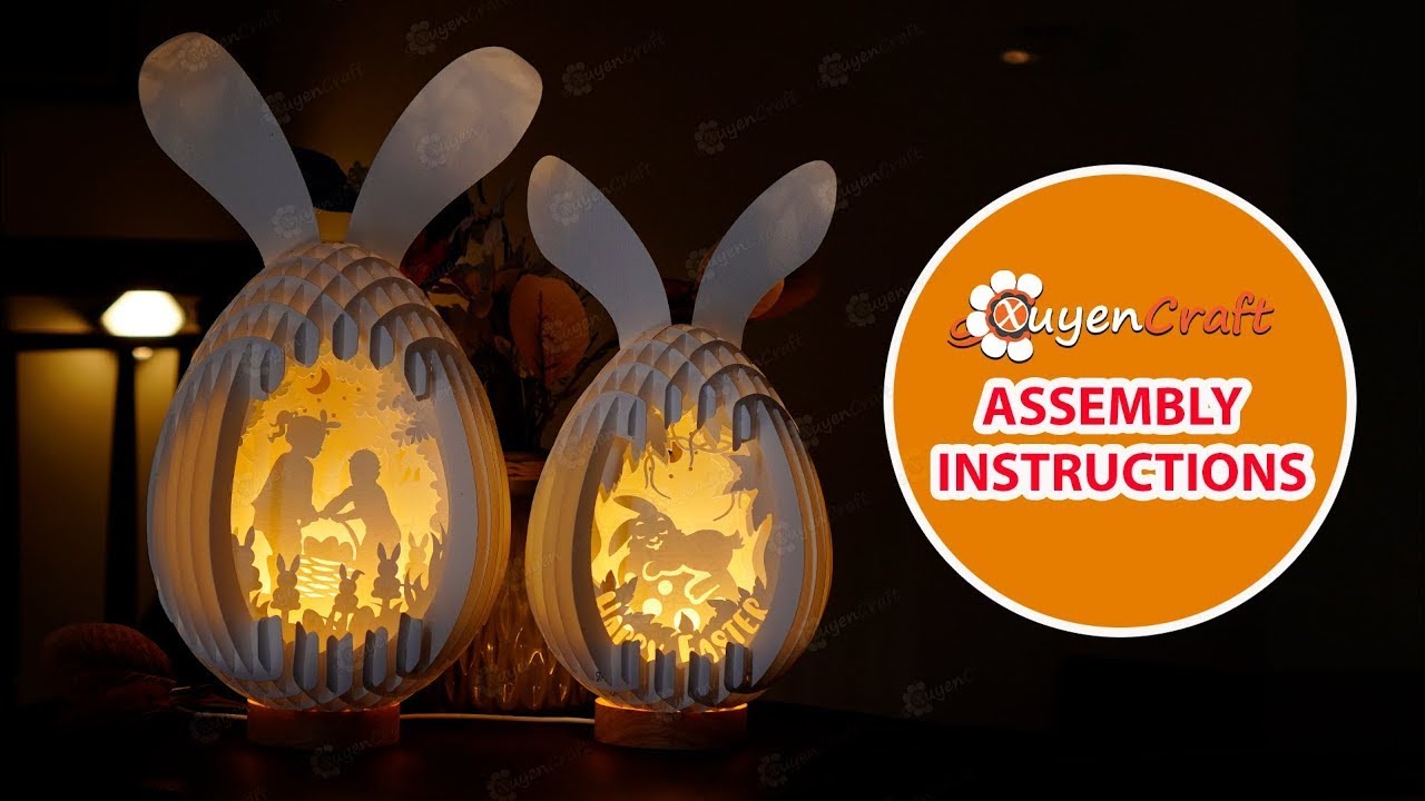 Instructions 3D Easter Egg SVG | Easter Bunny Eggs Pop up Paper Cut Light Box Globe Popup Lightting
