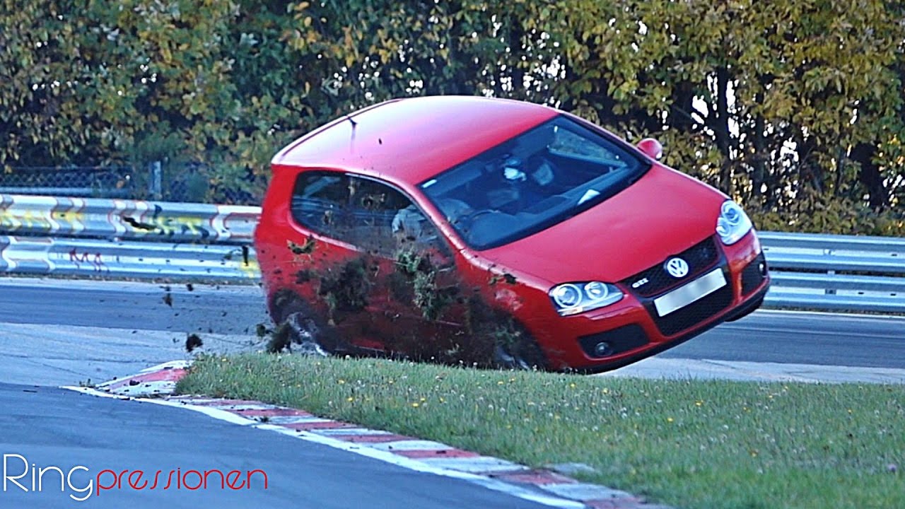 VW Golf GTI Gets Sideways and Airborne in Odd Nurburgring Carousel Near ...
