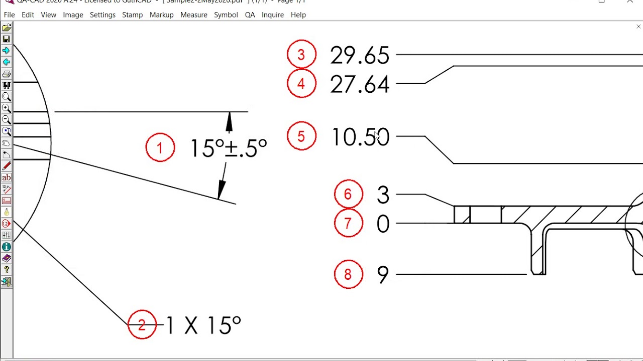 Auto ballooning for PDF text in QA CAD